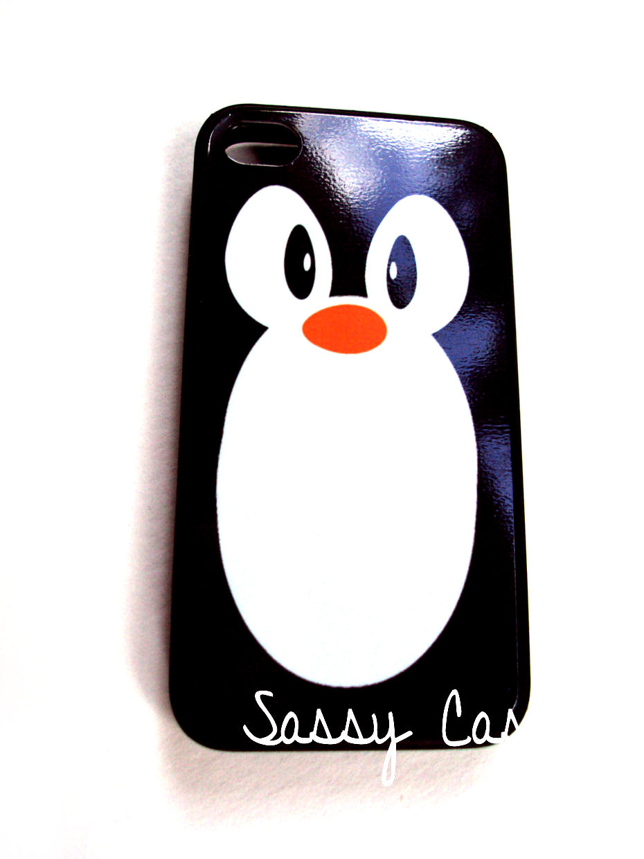 Penguin Iphone Case For 4 And 4s Model Iphones Black Rubber Case on Luulla