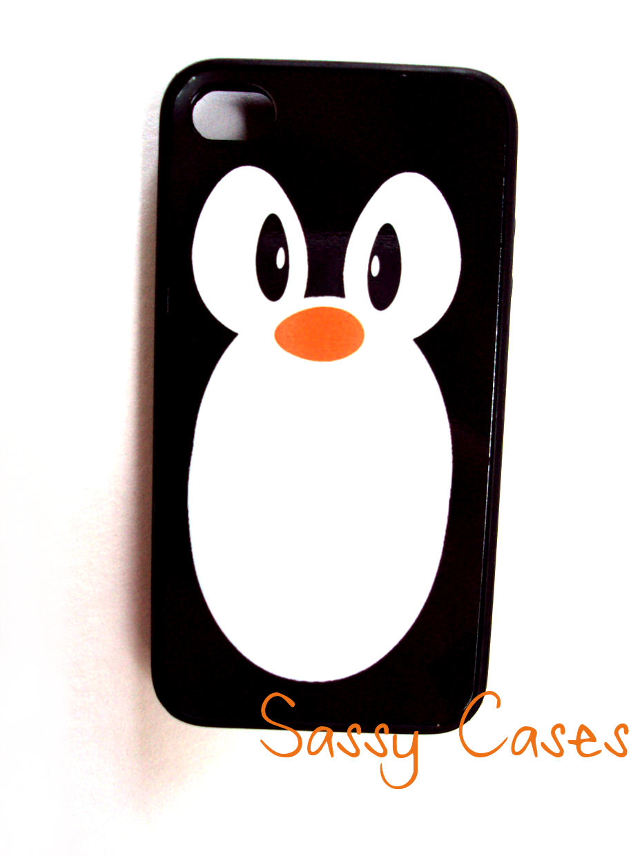 Penguin Iphone Case For 4 And 4s Model Iphones Black Rubber Case on Luulla
